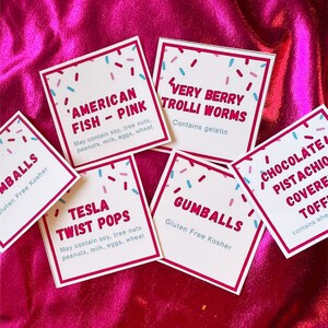 EDITABLE Sprinkles Candy Card Template | Pink Candy Food Labels ...