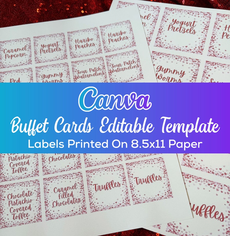 EDITABLE Valentine Party Buffet Food Card Template | Valentine's Day ...