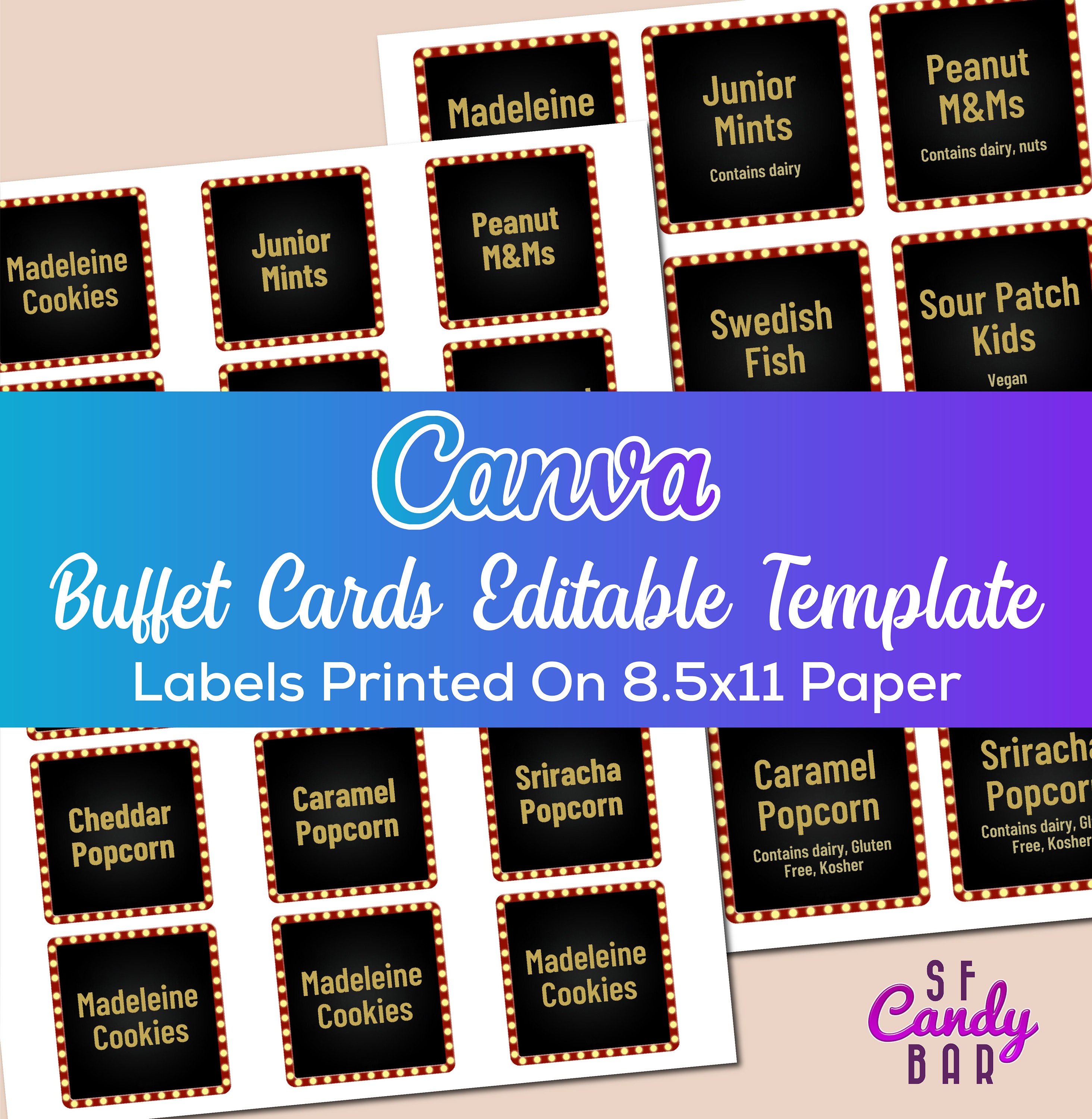 EDITABLE Movie Night Buffet Cards | Movie Night Food Labels | Movie ...
