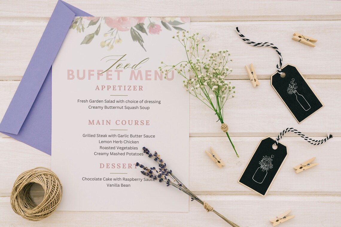 Floral Menu Sign Template With 3 Design Options | Wedding Menu Sign ...