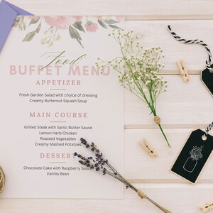 Floral Menu Sign Template With 3 Design Options | Wedding Menu Sign ...