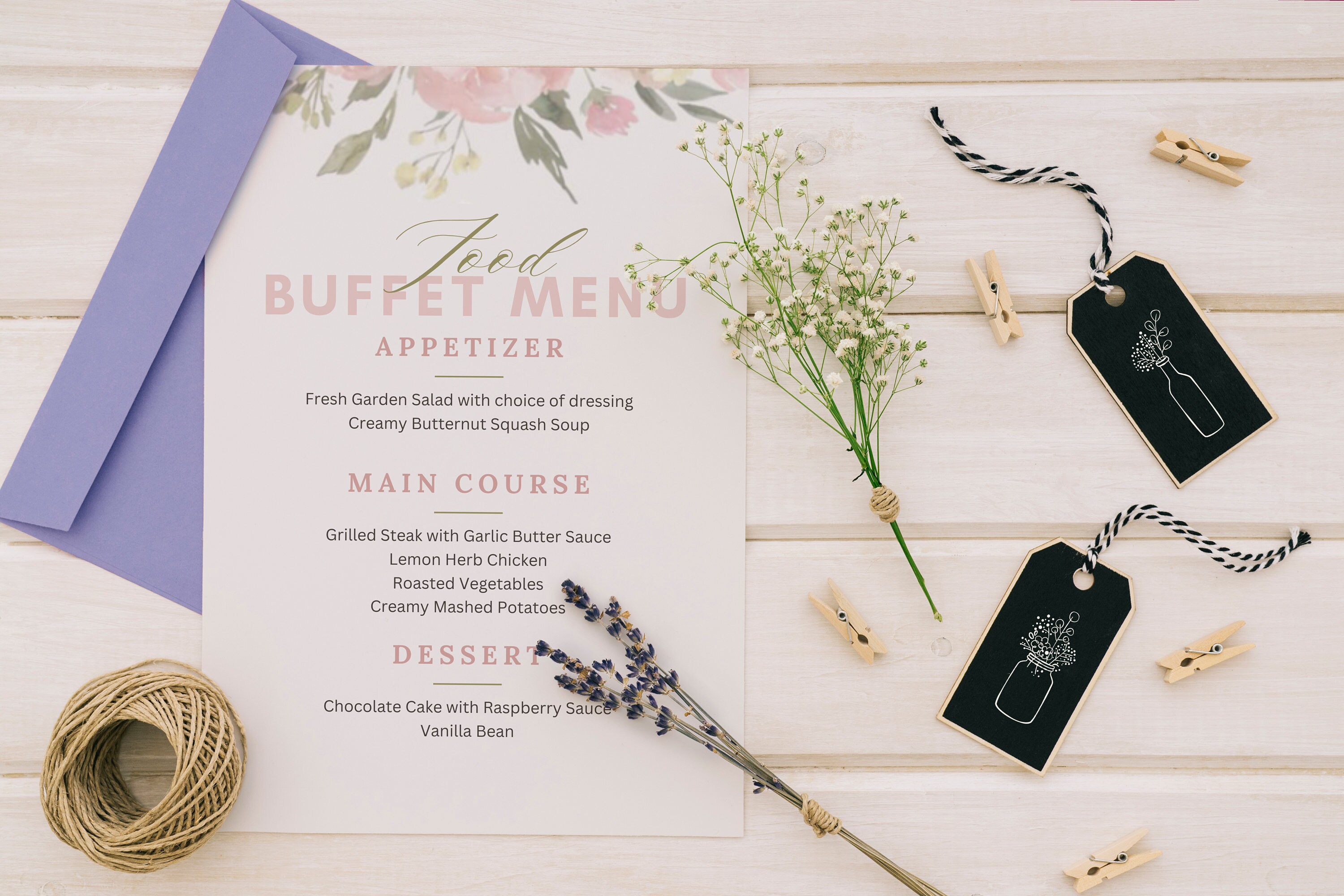 Floral Menu Sign Template With 3 Design Options | Wedding Menu Sign ...