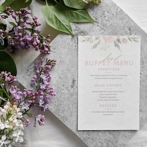 Floral Menu Sign Template With 3 Design Options | Wedding Menu Sign ...