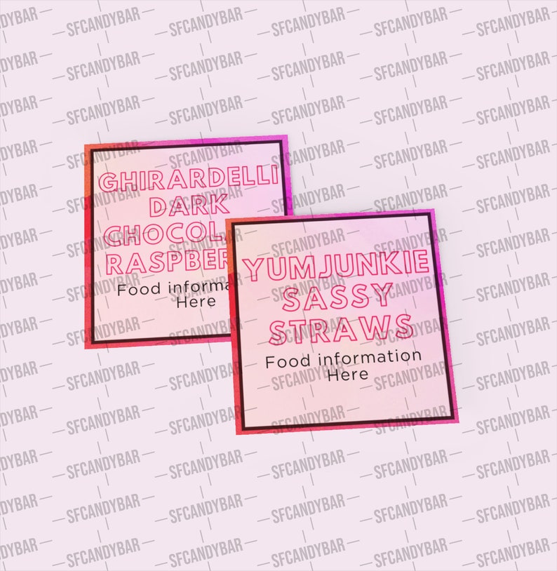 EDITABLE Candy Card Template | Candy Food Labels | M&J Mitzvah Buffet ...