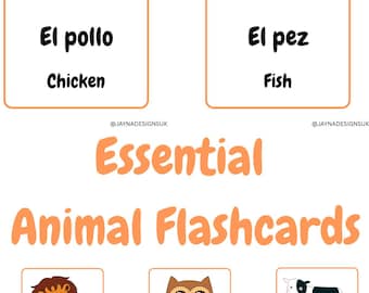 Printable Spanish Animal Flashcards - Etsy