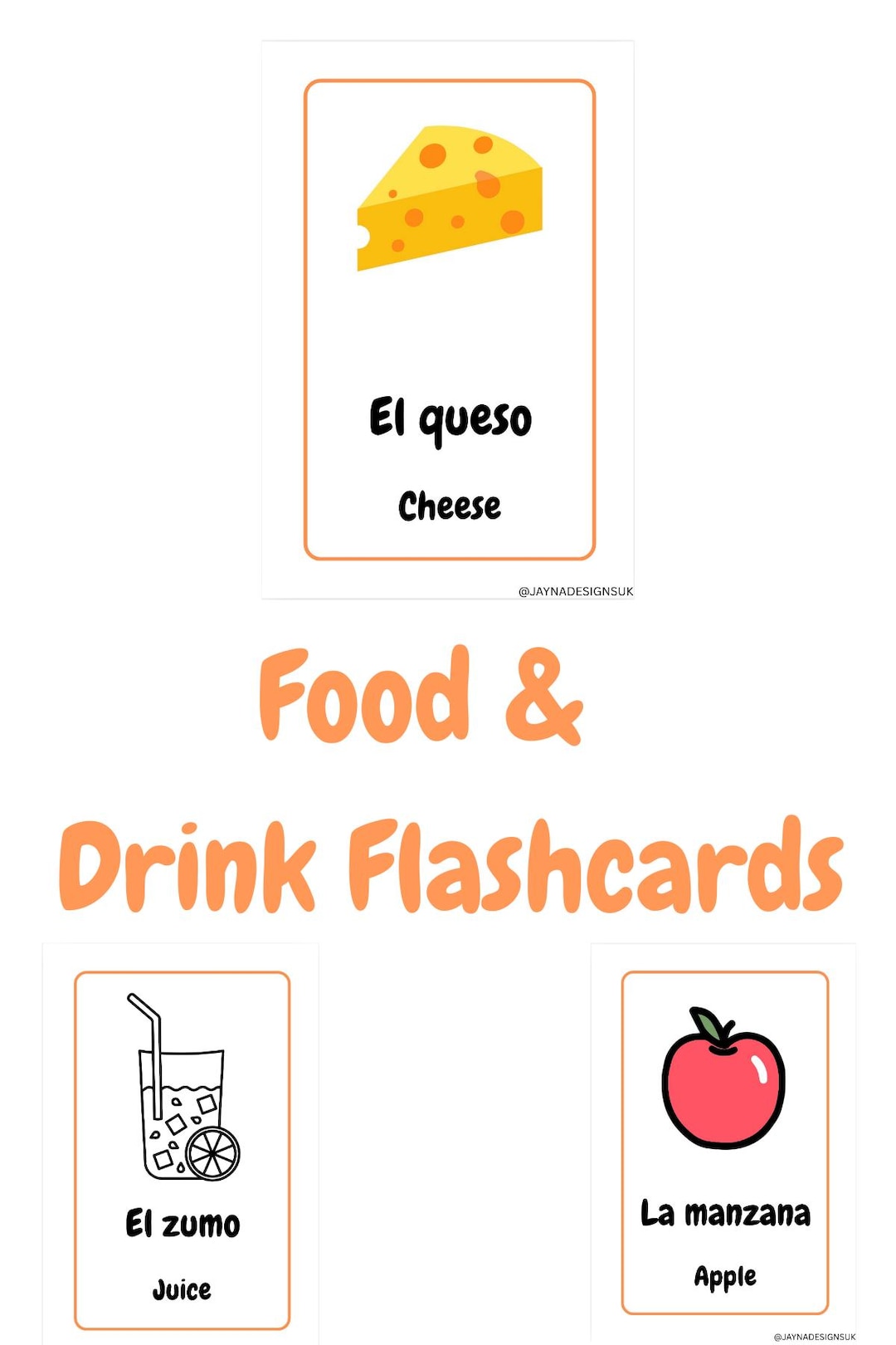 Printable Spanish Food & Drink Flashcards - Etsy