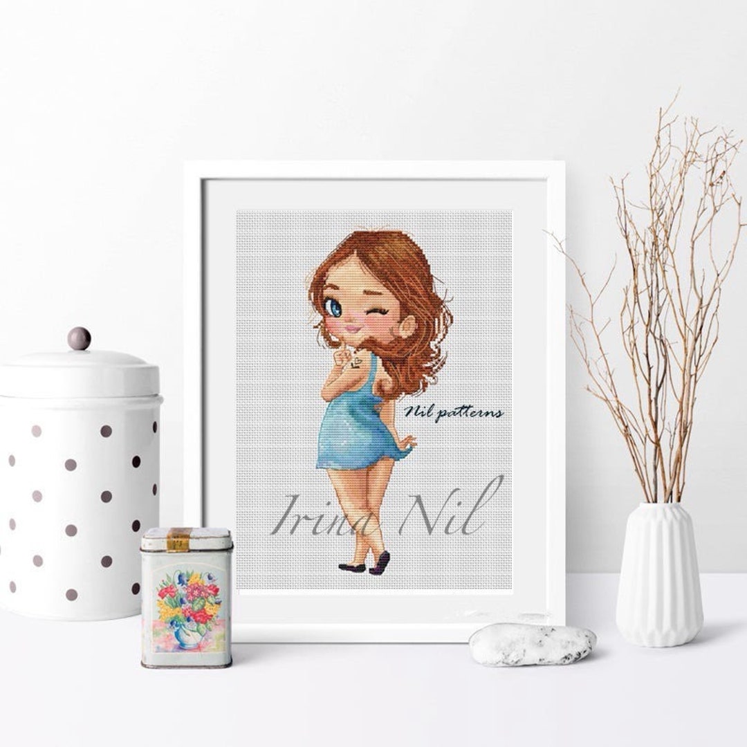 Cute Girl Cross Stitch Pattern Download PDF - Etsy
