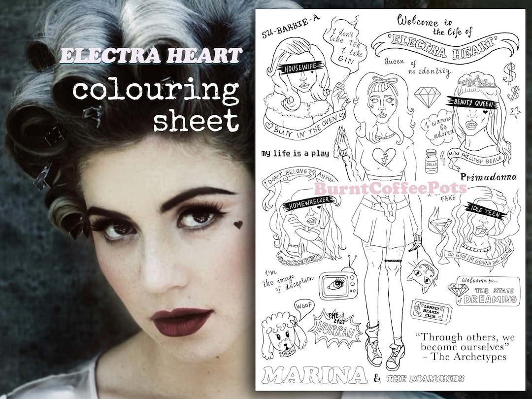 Electra Heart Printable Colouring Sheet, Marina and the Diamonds - Etsy ...
