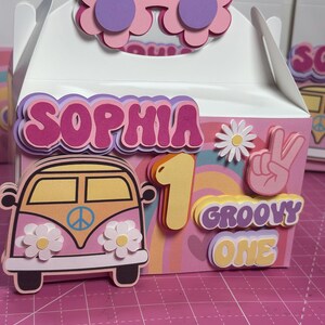 Groovy Birthday Favor Box – 70s Hippie Themed Party Decoratioboxes Set ...
