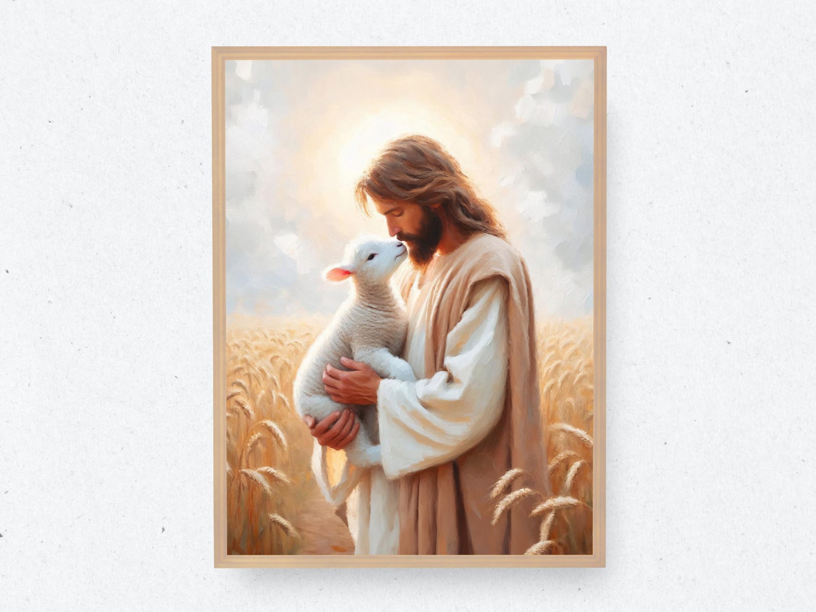 Jesus and Sheep | Bible Art | Christian Art | Jesus Art | Jesus ...