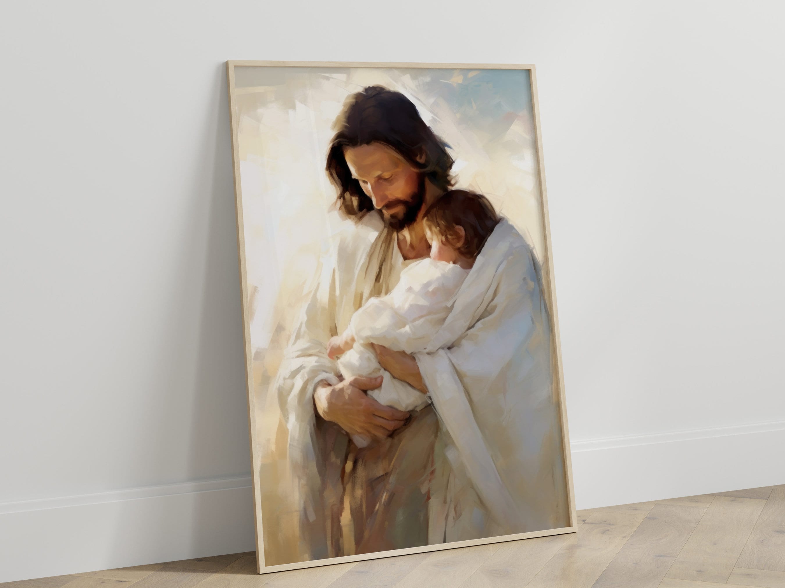 Jesus Holding Baby | Digital Download | Jesus and Child Painting ...