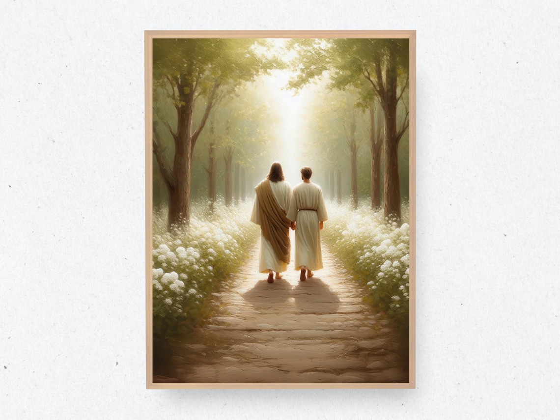 Jesus Walking With Man | Digital Download | Jesus and Man | Christian ...