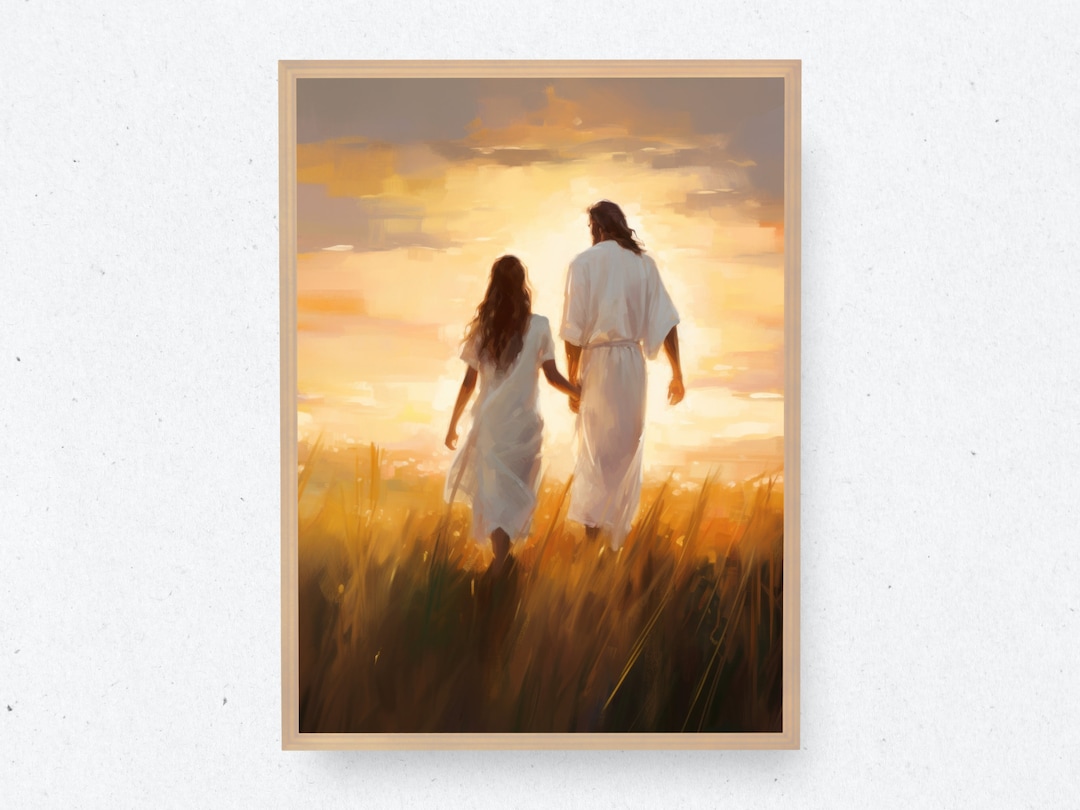 Jesus and Woman Holding Hands | Follow Me | Digital Download | Walk With Jesus | Bible Art ...