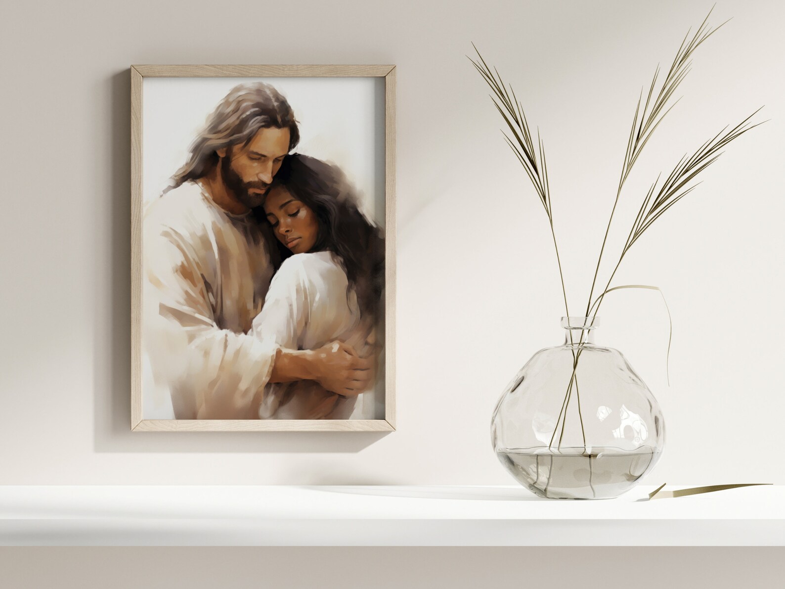 His Loving Embrace | Jesus Hugging Black Woman | Digital Download ...