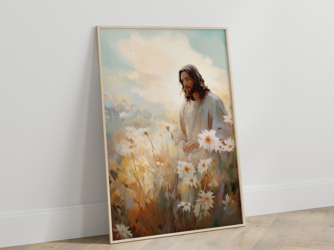 Jesus Leaves the 99 Jesus Wildflower Christian Wall Art Jesus Painting ...