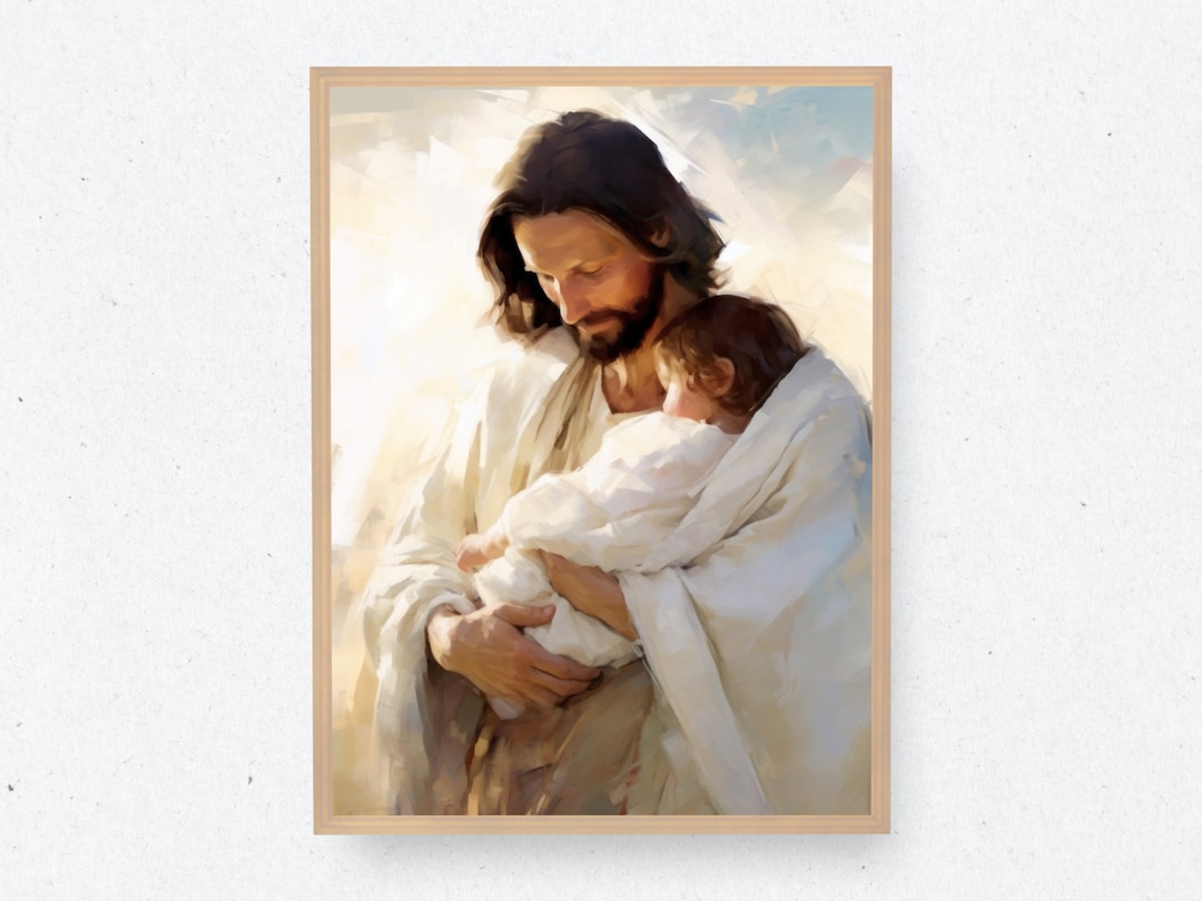 Jesus Holding Baby | Digital Download | Jesus and Child Painting ...
