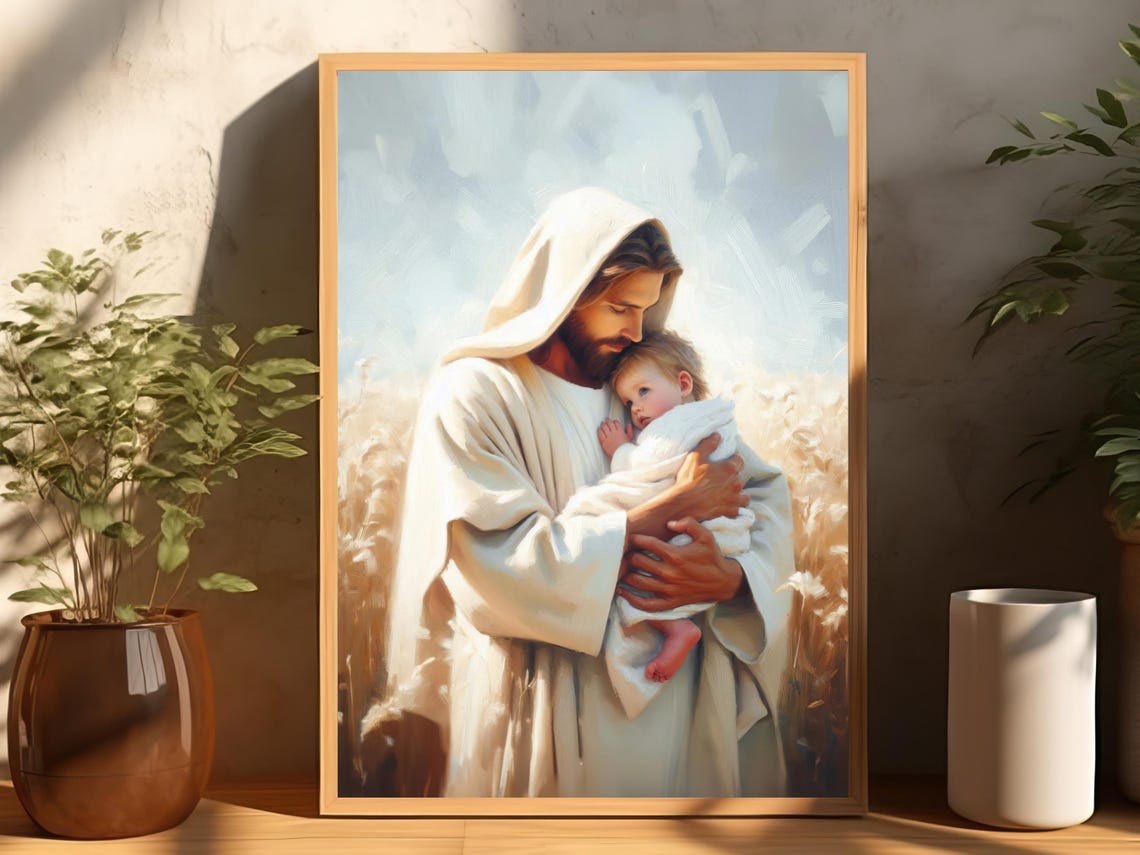 Jesus and Baby | Jesus and Children | Christ and Kids | Christian Wall ...