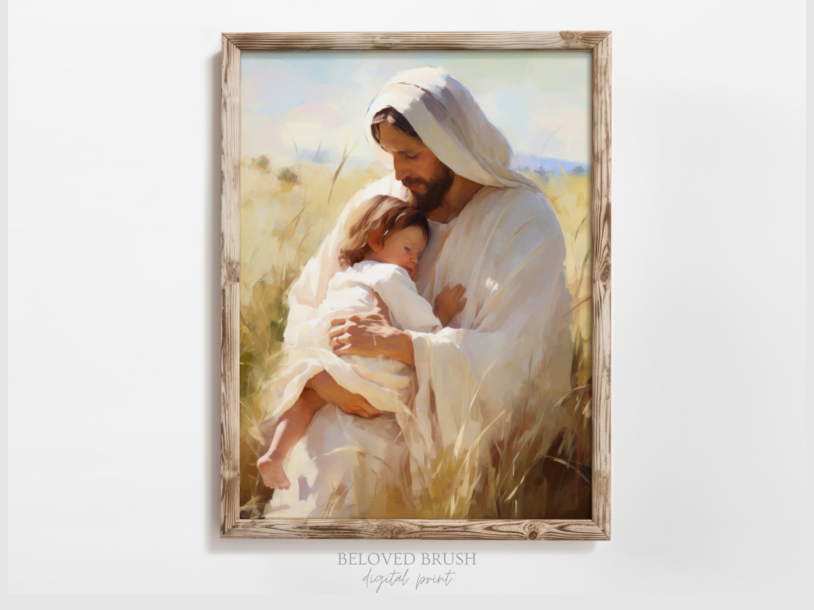 Jesus Holding Child | Jesus and Baby Painting | Digital Download ...