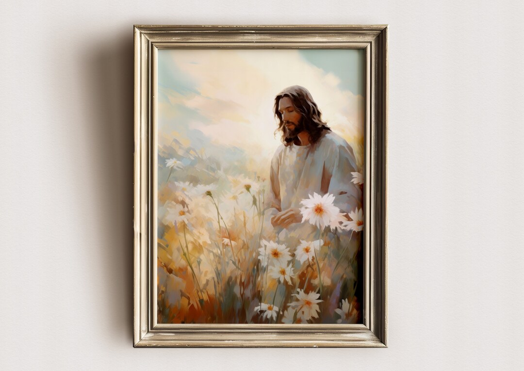 Jesus Leaves the 99 Jesus Wildflower Christian Wall Art Jesus Painting ...