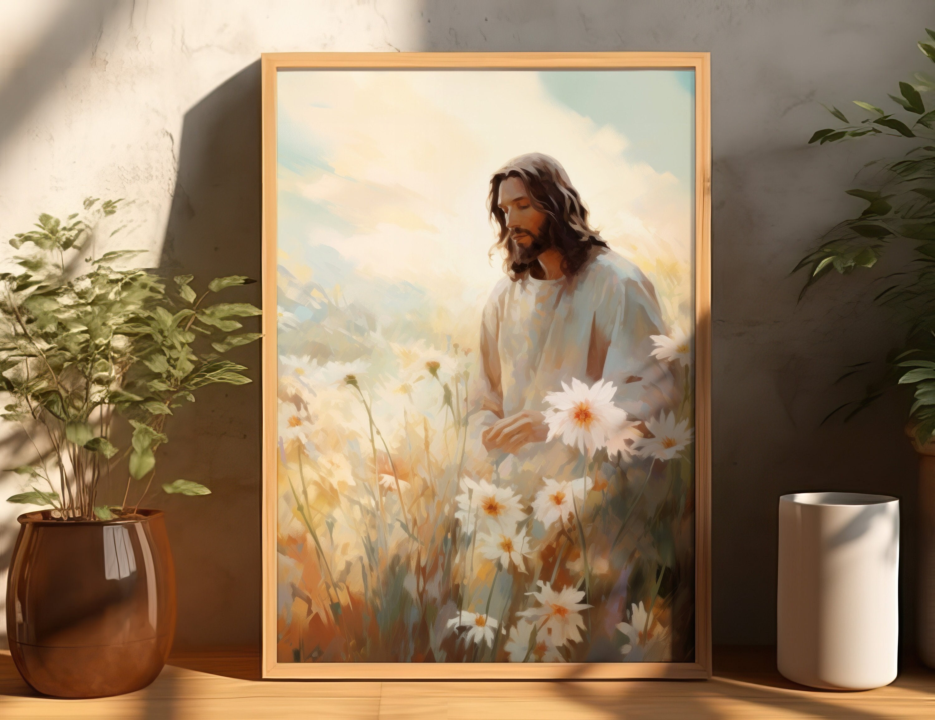 Jesus Leaves the 99 | Jesus Wildflower | Christian Wall Art | Jesus ...