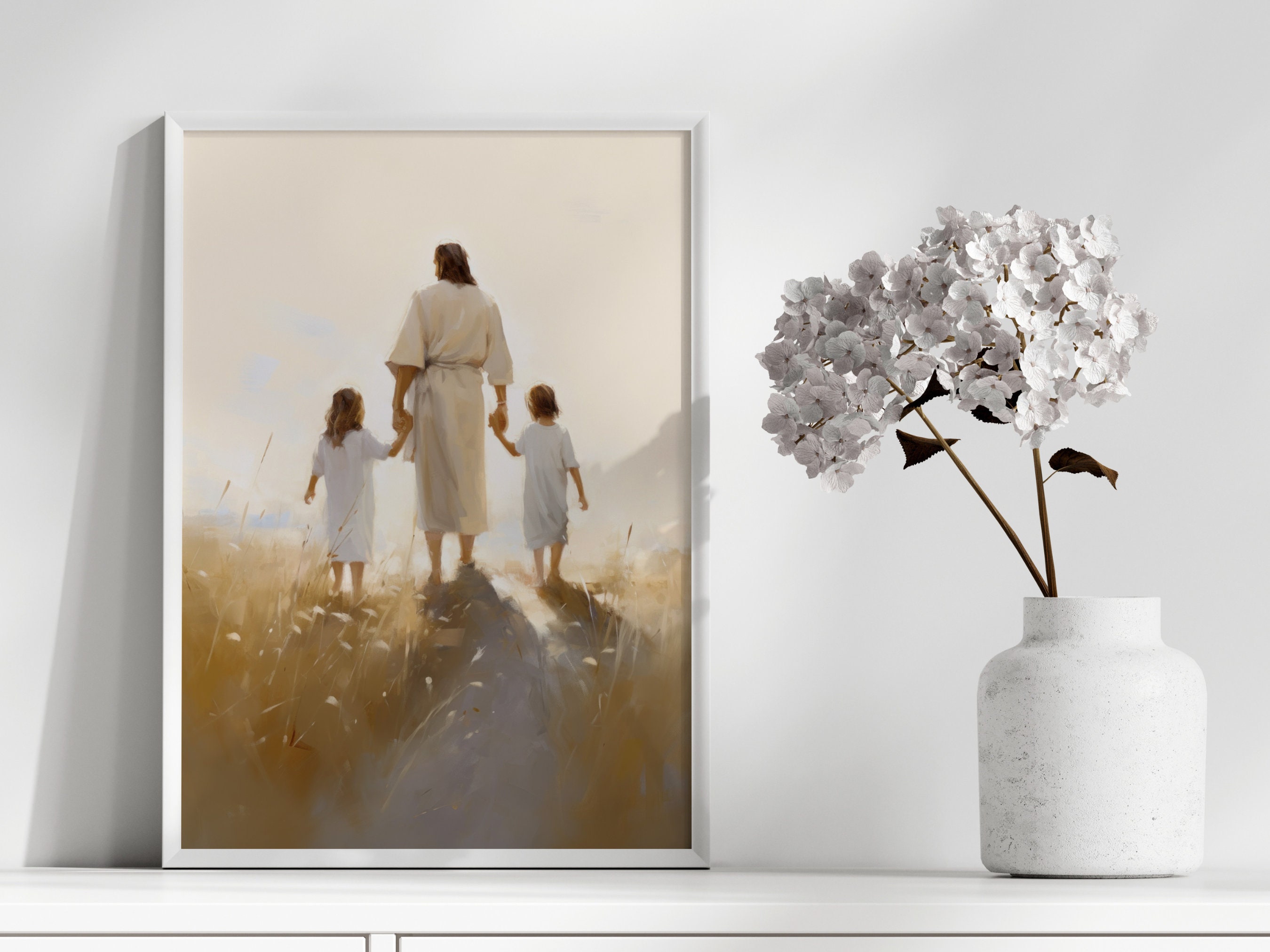 Jesus Walking With Child, Jesus and Children, Christian Wall Art, Jesus ...