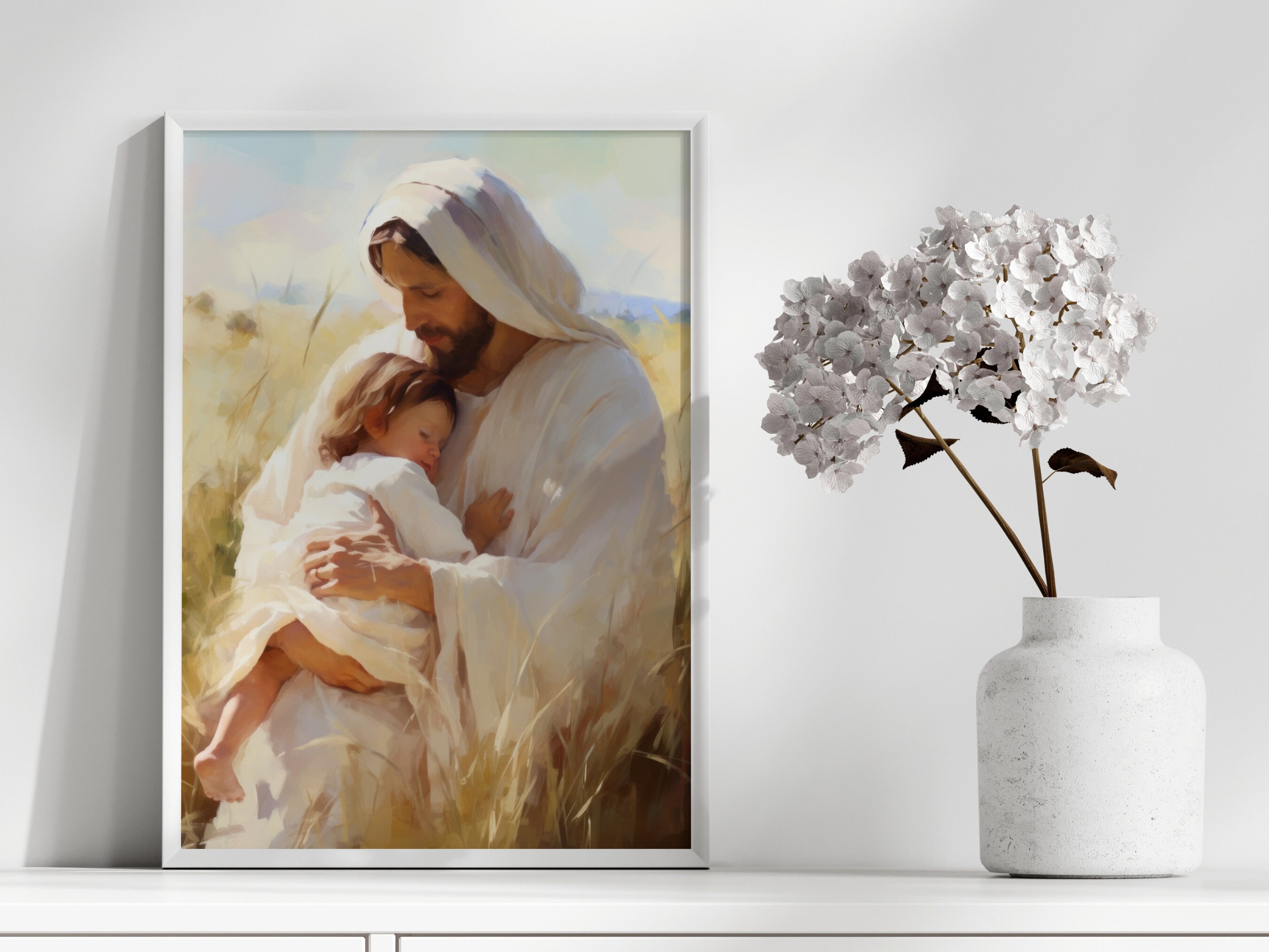 Jesus Holding Child | Jesus and Baby Painting | Digital Download ...
