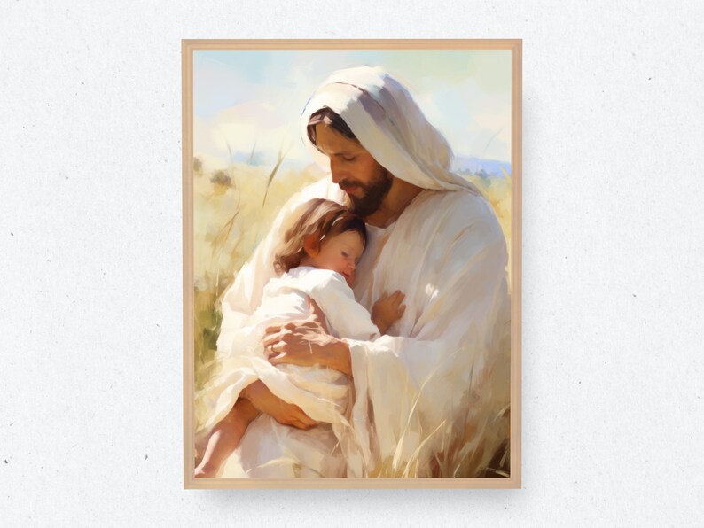 Jesus Holding Child | Jesus and Baby Painting | Digital Download ...