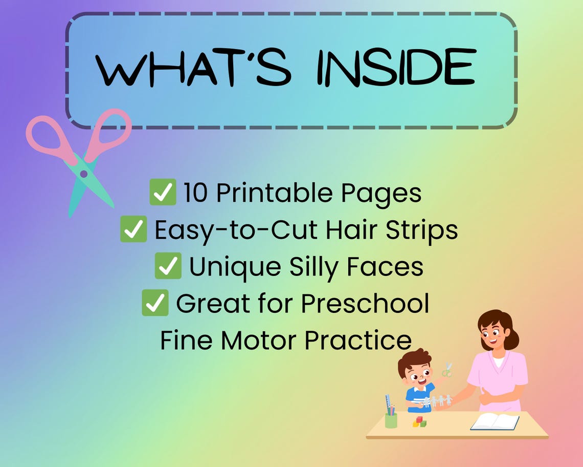Hair Cutting Practice Sheets for Kids | Printable Scissor Skills ...