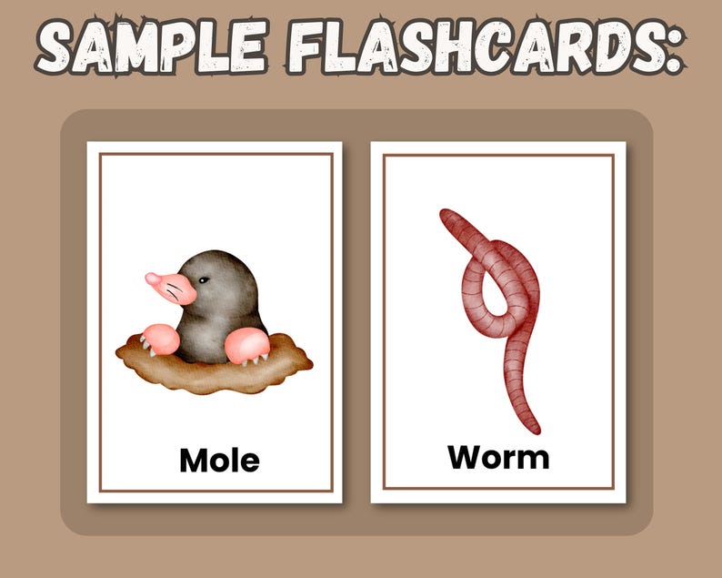 Underground Animals Flashcards for Kids | Printable Realistic Animal ...