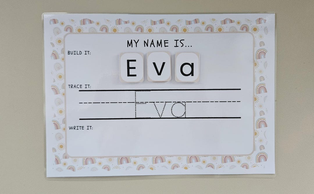 Editable Name Learning Mat – Pink Rainbow Border | Build, Trace & Write ...