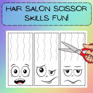 Hair Cutting Practice Sheets: Scissor Skills Activity, Fun Hair Salon ...