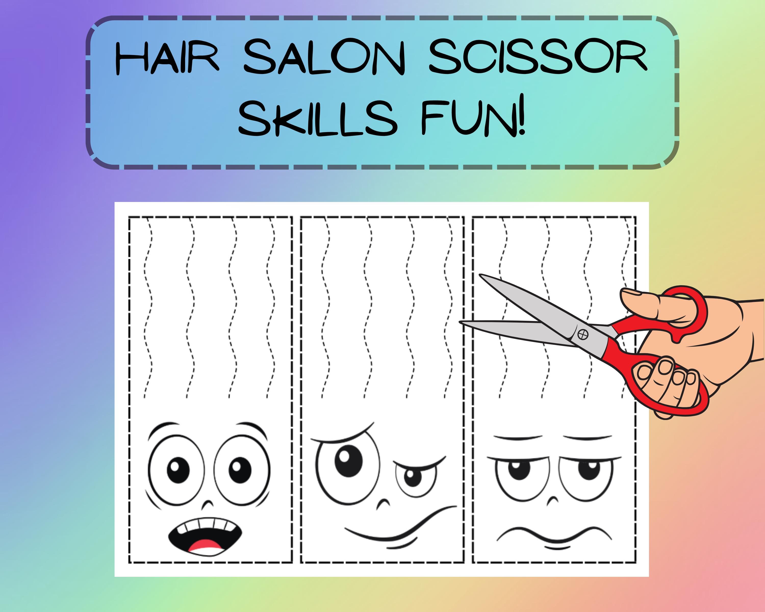 Hair Cutting Practice Sheets for Kids | Printable Scissor Skills ...