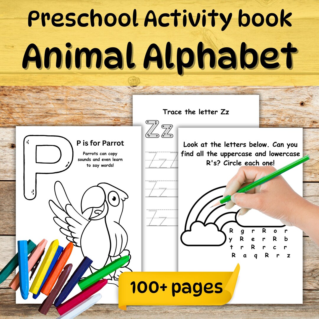 Animal Alphabet Activity Book: Letter Tracing, Coloring, Games (PDF ...