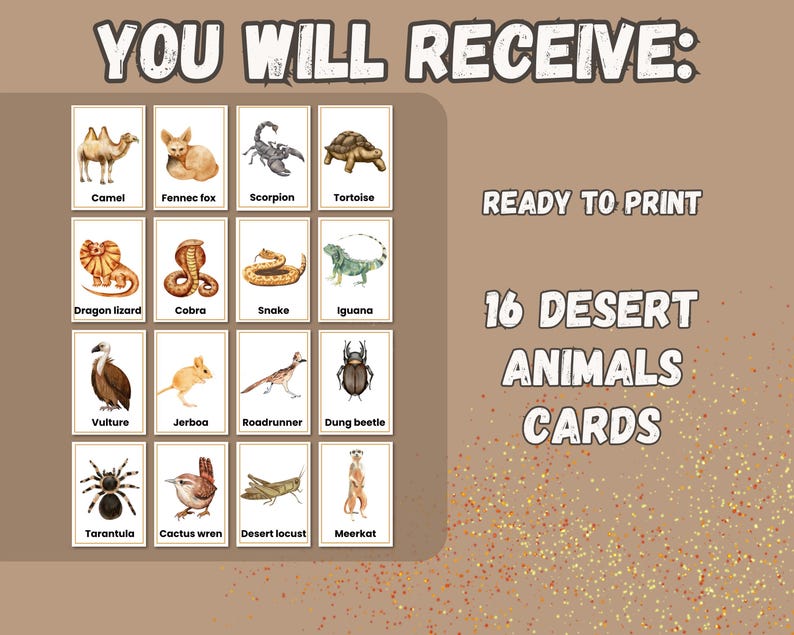 Desert Animals Flashcards for Kids | Montessori-inspired Printable ...