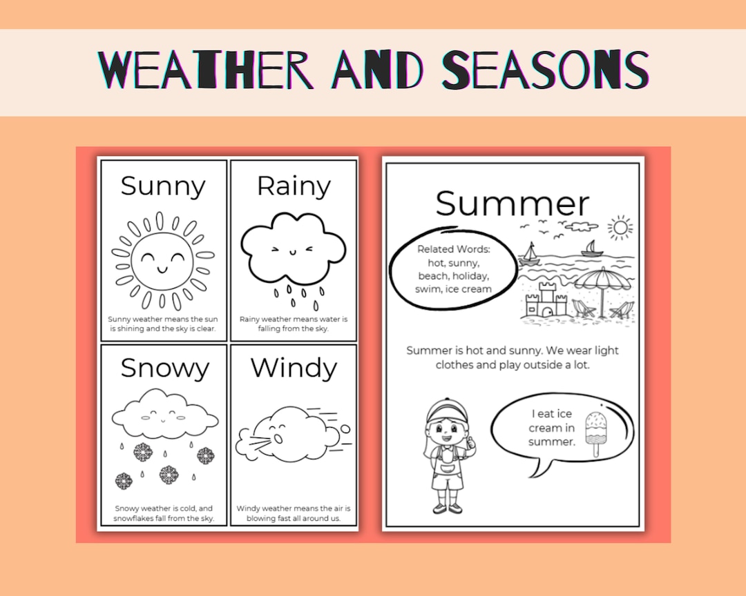 Weather and Seasons Activity Book: Preschool Printable Worksheets (PDF ...