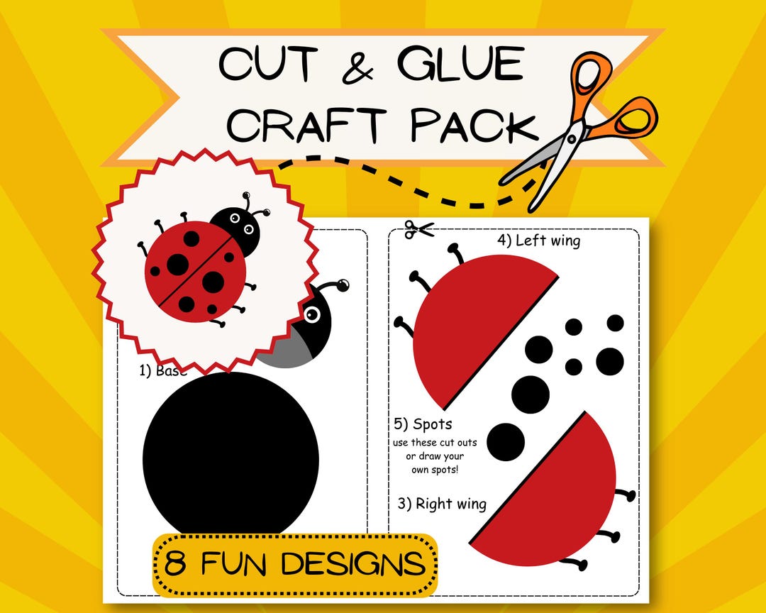 Insect Cut and Glue Craft: Montessori Bumblebee & Ladybug (PDF Download ...