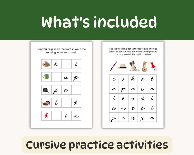 Montessori Cursive Movable Alphabet: Handwriting Practice (printable ...