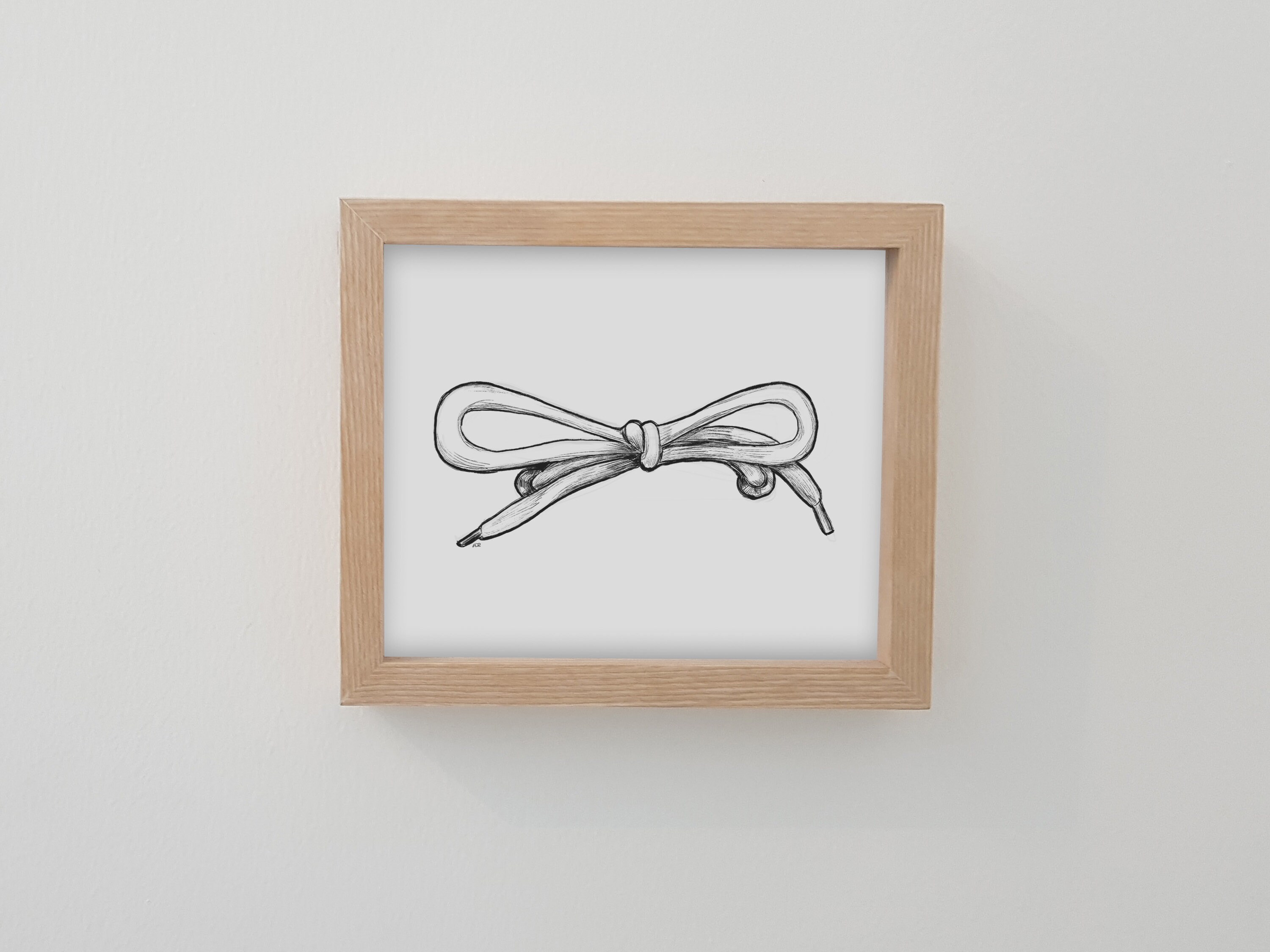 Tied Shoelace Ink Drawing Line Art Print, Unframed Minimalist Fashion ...