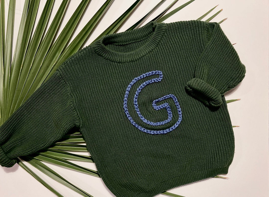 Personalized Hand Embroidered Baby Sweater, Monogram Baby Sweater- Baby ...