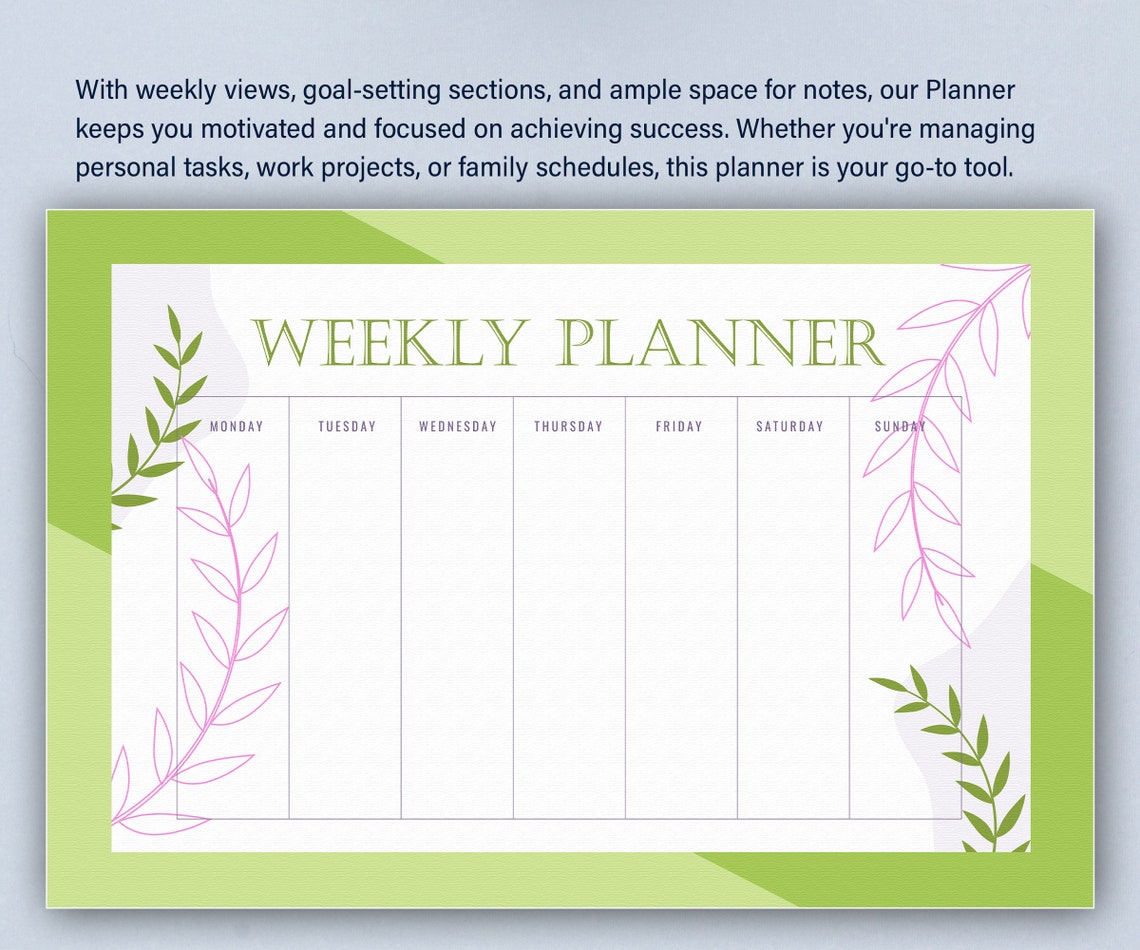 Weekly Planner Pdf, Digital Planner, Planner Pdf, Planner Pdf Templates ...