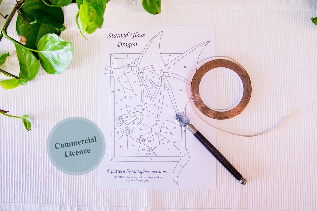 Stained Glass Dragon Pattern, Digital Download, Dragon Suncatcher, DIY ...