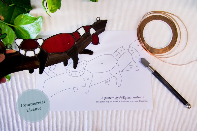 Stained Glass Red Panda Pattern, Digital Download, Red Panda Suncatcher ...