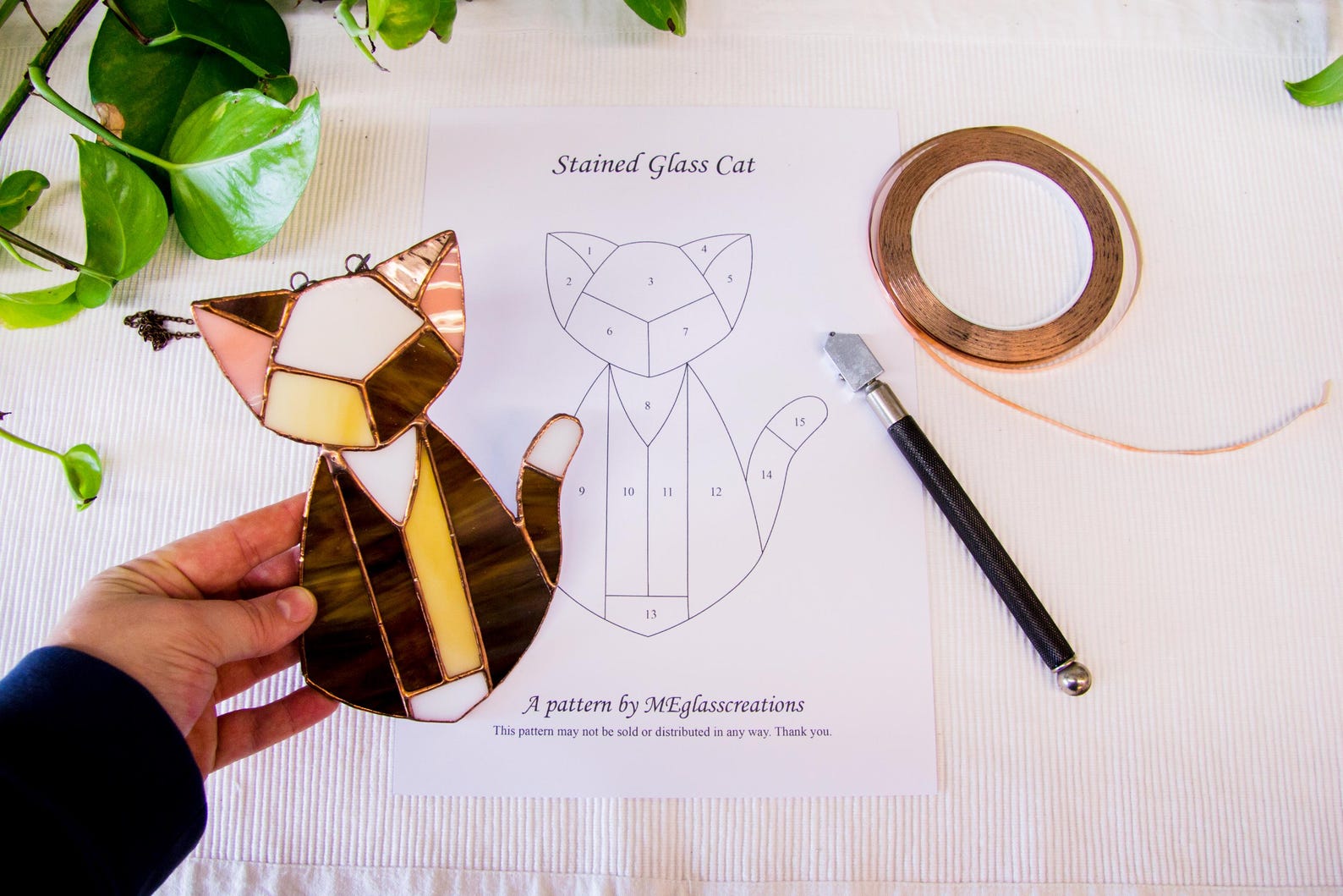 Stained Glass Cat Pattern, Digital Download, Cat Suncatcher, DIY ...