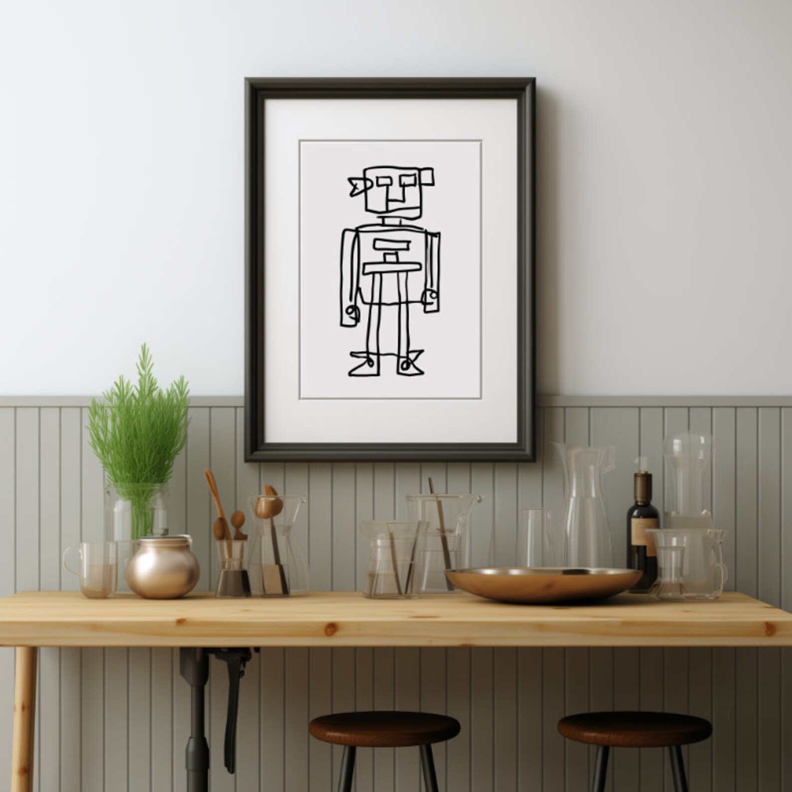 Robot Line Art 1 | Printable Artwork, Wall Art, Vintage Decor ...