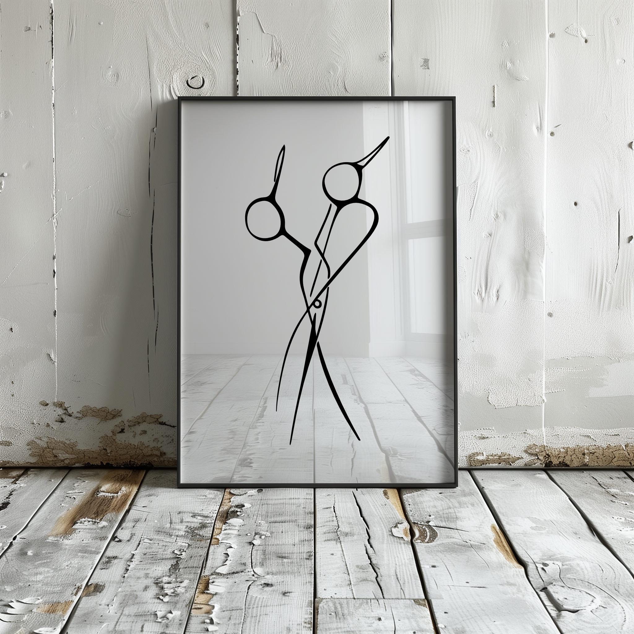 Classic Hair Salon Scissors SVG Clipart Minimalist Line Art Digital ...