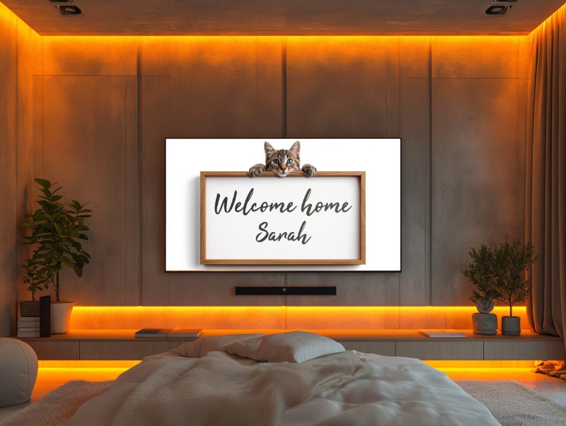CUSTOM Cat Welcome Home Wallpaper | Personalized Artwork for Samsung ...