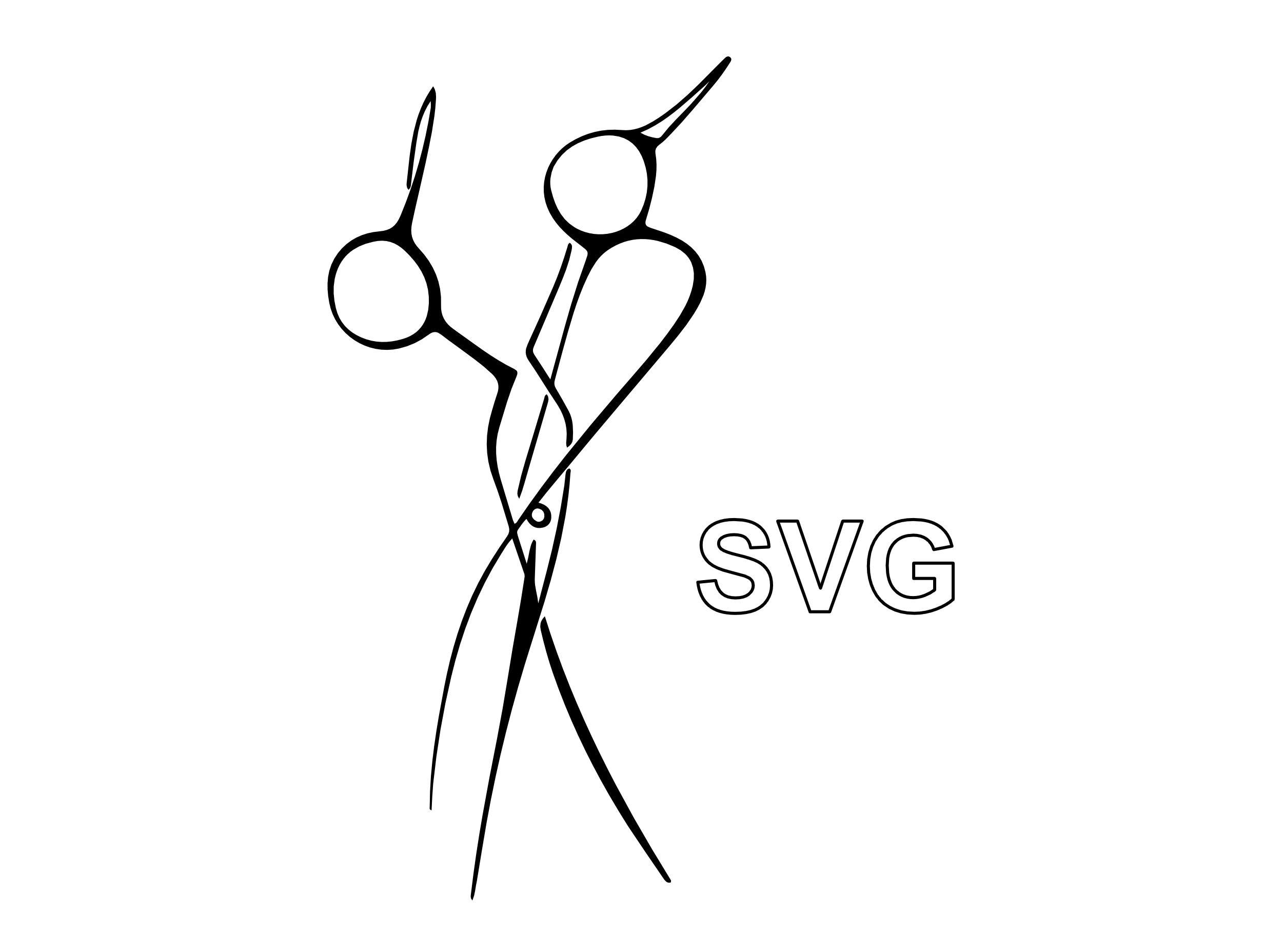 Classic Hair Salon Scissors SVG Clipart Minimalist Line Art Digital ...