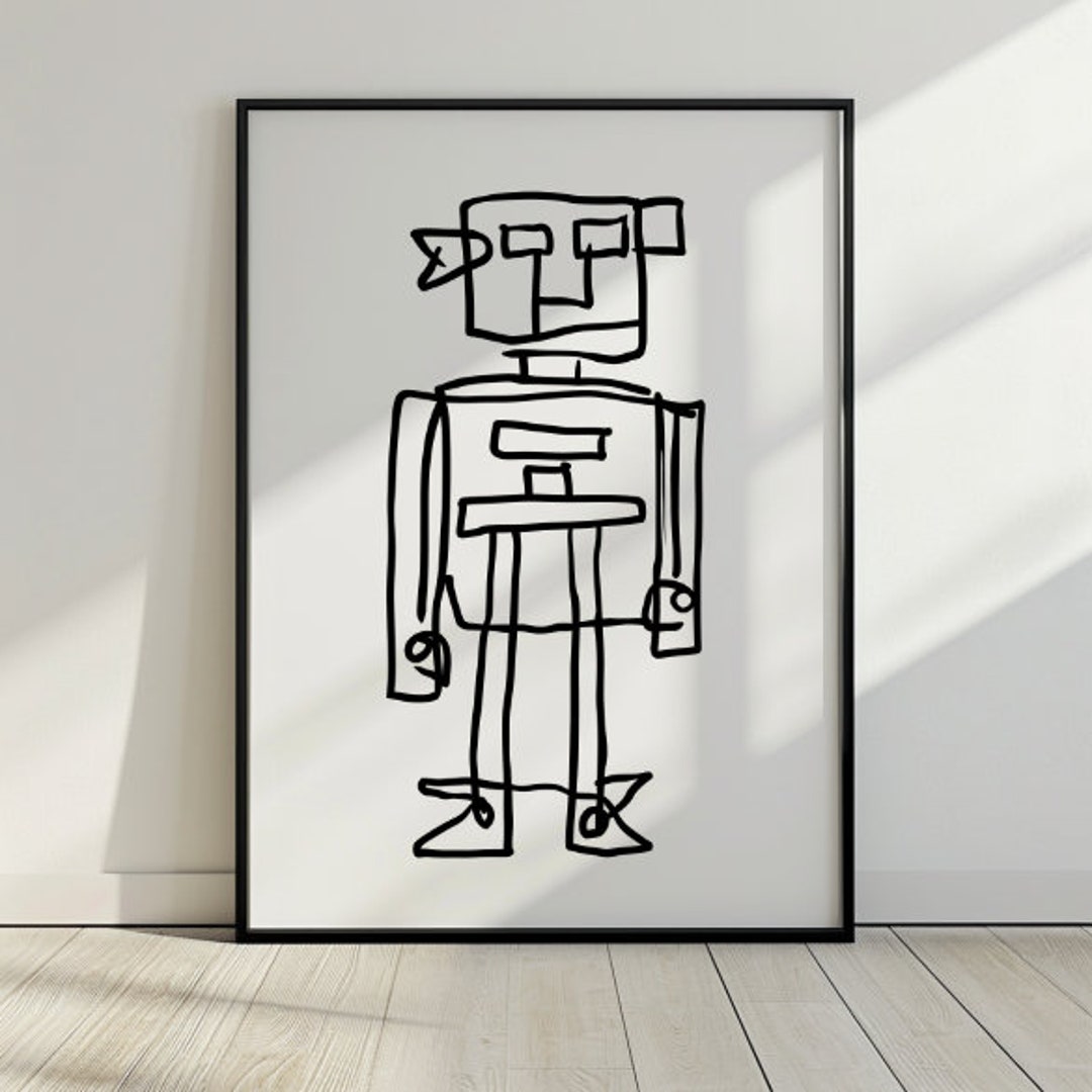 Robot Line Art 1 | Printable Artwork, Wall Art, Vintage Decor ...