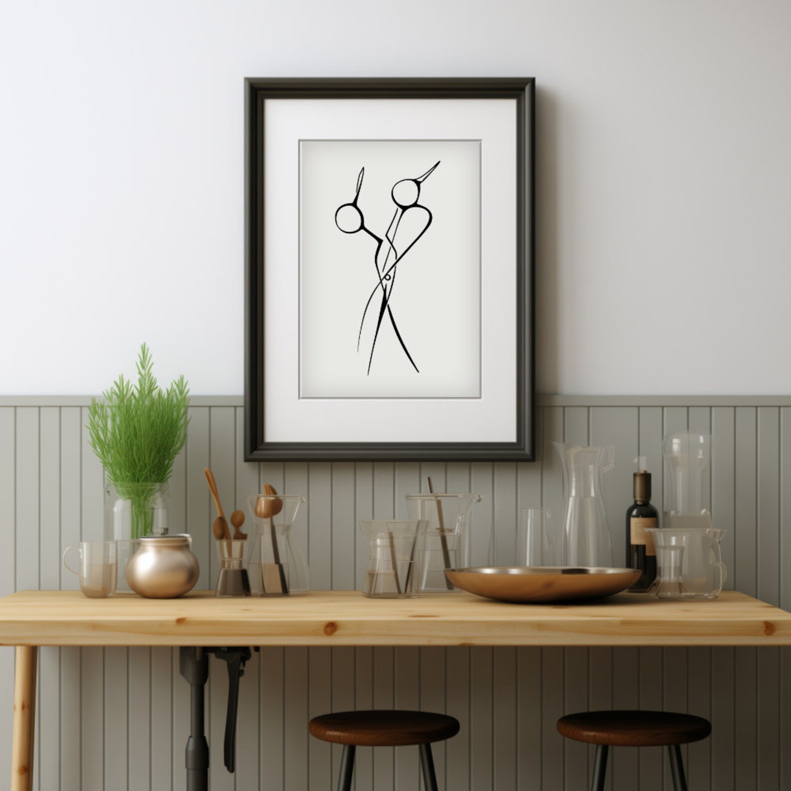 Classic Hair Salon Scissor Abstract Wall Decor Line Art Printable ...