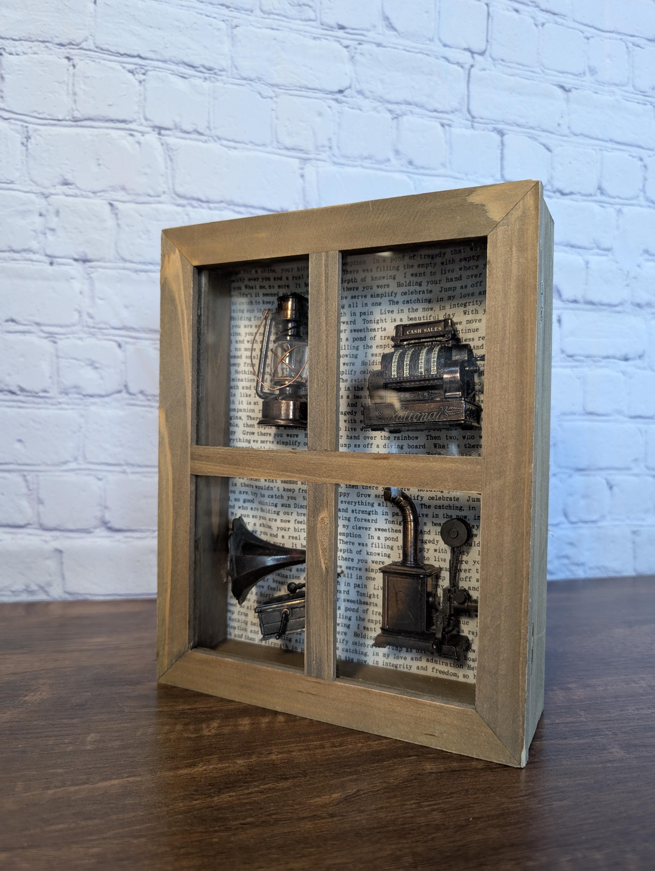 8x10 Shadow Box Rustic Decor, Antique Cast Iron Sharpeners, Gift, Home ...